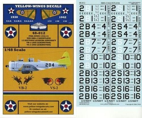1/48 Yellow Wings Decals SBD-2 Dauntless VB-2 & VS-2 | eBay