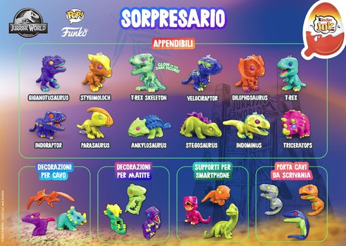 SERIE COMPLETA JURASSIC WORLD FUNKO POP 24 PEZZI + BPZ KINDER JOY ITALIA 2024/25 | eBay