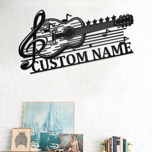 Personalized Guitar Musical Metal Name Sign, Custom Name Wall Art Decor ...