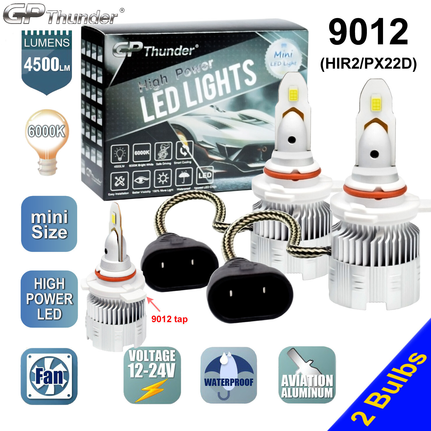 GP Thunder LED Headlight Kit H11B 6000K Low Beam Fog Bulb HID Pair 2 ...