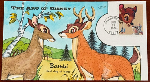 #3866 ART OF DISNEY, BAMBI + COMPANY Collins single Hand-painted FDC ...