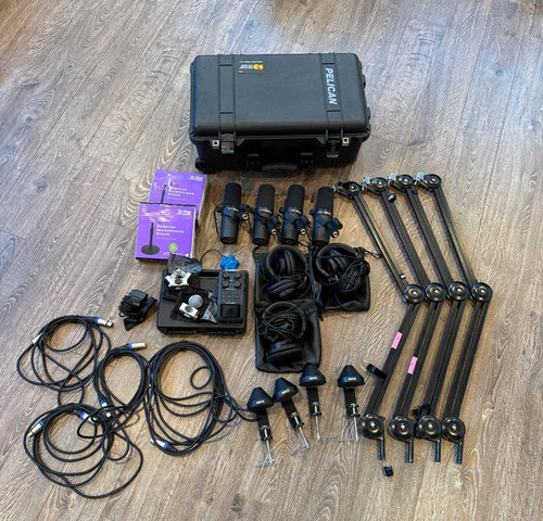 4× Shure SM7B Podcast Setup – Rode PSA1 Arms, Zoom H6 Recorder, Pelican ...