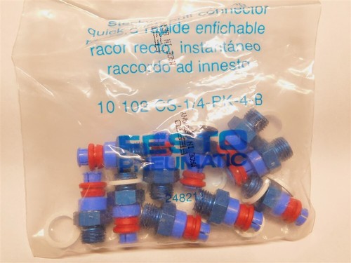 10 Festo 10 102 CS-1/4-PK-4-B Type CS Pneumatic Quick Push-Pull ...
