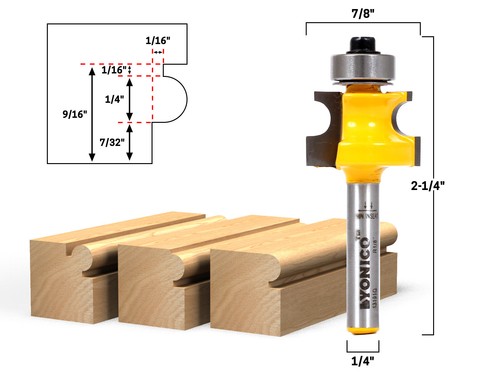5 Bit Corner Bead Router Bit Set - 1/2" Shank - Yonico 13516 ...