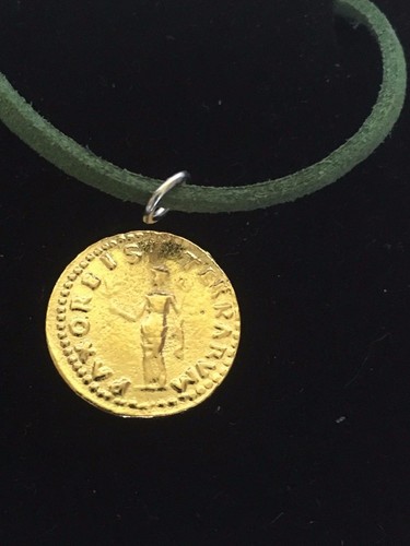 Aureus Of Otho Coin WC66 Gold Fine English Pewter On a 18" Green Cord ...