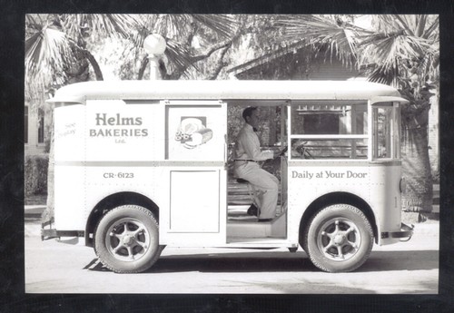 REAL PHOTO HELMS BAKERY DELIVERY TRUCK VAN BREAD MAN ADVERTISING ...