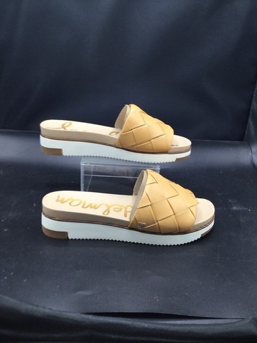 SAM EDELMAN Adaley Sand Leather Woven Leather Slip-On Slide Sandals ...