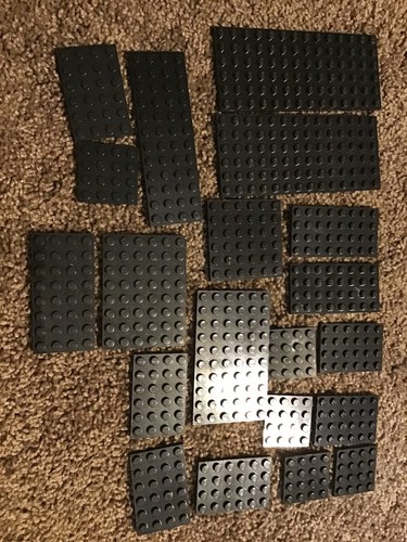 Lego Lot 20 Black Baseplates BRICK BUILDING Base Plate 14x6 12x4 8x6 ...