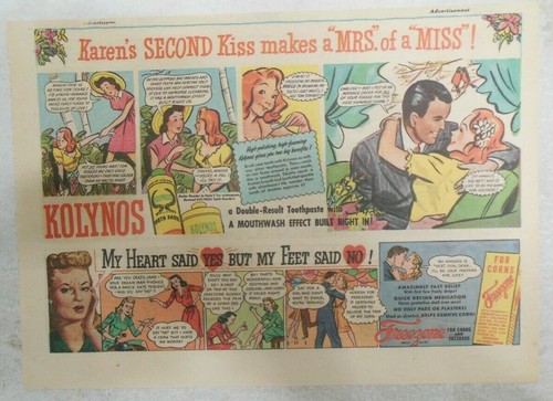 Kolynos Toothpaste Ad: Kiss Makes a "Mrs." of "Miss" from 1940's 7.5 x ...