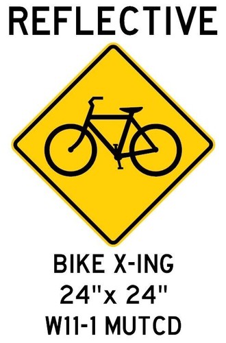 BIKE CROSSING SIGN (W11-1 MUTCD) 24"x24" 3M HIP Reflective Aluminum | eBay