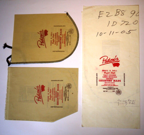Vintage Paper / Cloth Bags - PADOW'S COUNTRY HAM, RICHMOND VIRGINIA ...
