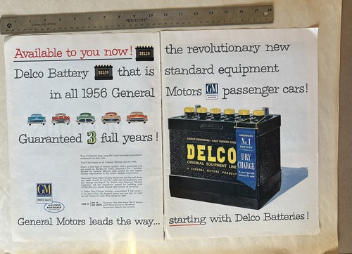 General Motors Delco Batteries 1955 Print Ad Vintage. 2 Pages. Bufferin ...