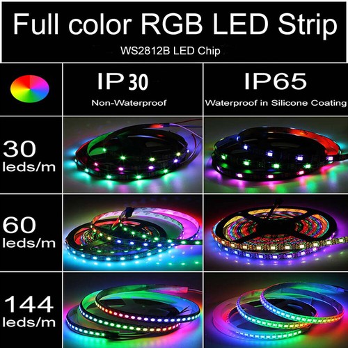 5050 WS2812B RGB SMD Flexible Strip light Waterproof 5V 30 60 144 150 ...