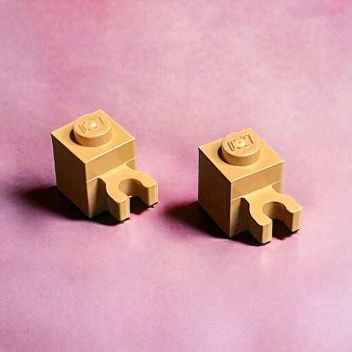 lot of 2 light brown Lego 1X1 special brick with clip- combined ...