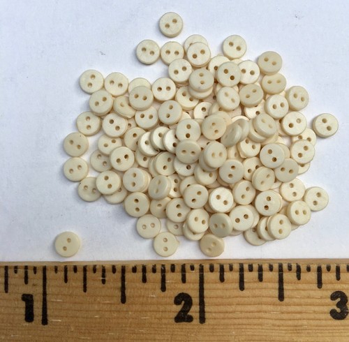 Lot of 144 Miniature Tiny Plastic 2 Hole Off White Buttons Approx 1/8 ...