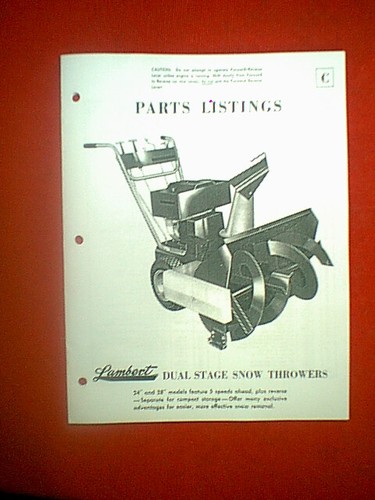 LAMBERT 24" & 28" 2 STAGE SNOWTHROWER / SNOWBLOWER PARTS MANUAL C | eBay