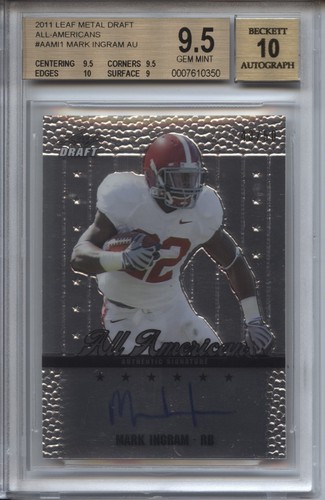 2011 Leaf Draft All American Mark Ingram RC Autograph SP # 43/50 BGS 9. ...