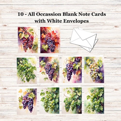 10 - Blank Note Cards with Envelopes - All Occasion - Wild Grapes | eBay