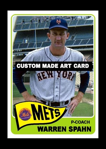 Warren Spahn New York Mets 1965 Custom Made Baseball Art card | eBay