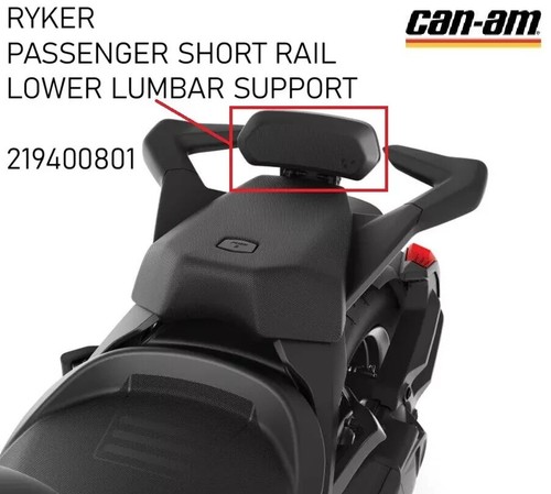 Can Am Ryker Spyder Roadster Passenger Short Rail Backrest, Black ...