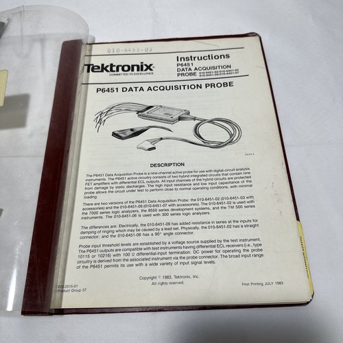 Tektronix P6451 Data Acquisition Probe Instructions 70-2515-01 July ...