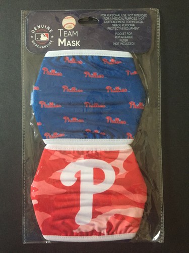 Philadelphia Phillies 2 Pack Adult Cloth Face Mask Covering -50% Off ...