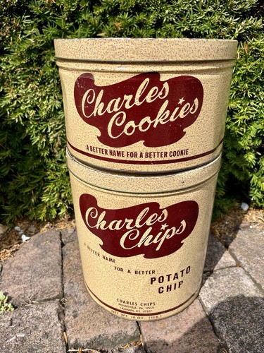 Two Vintage CHARLES CHIPS Co. POTATO Chip COOKIE Tin Cans | eBay