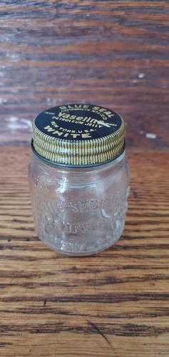 Vintage Empty Vaseline Blue Seal White Petroleum Jelly Glass Jar ...
