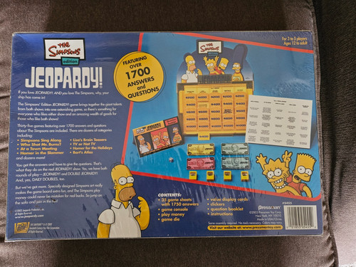 Jeopardy Board Game The Simpsons Edition Pressman Vintage 2003 Factory ...