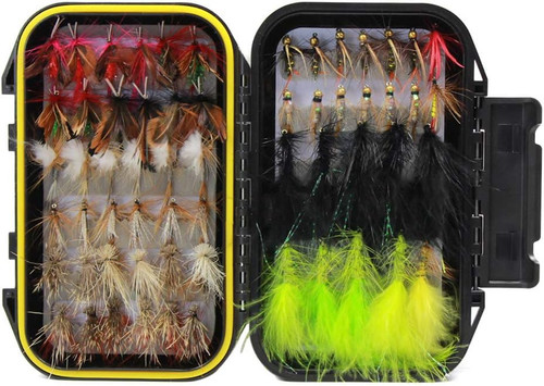 60Pcs Fly Fishing Dry Flies Wet Flies Assortment Kit with Waterproof ...