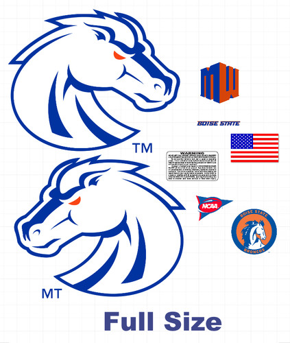 Boise State Football Helmet Decals - Full Size Convex 8 mil Gear wrap ...