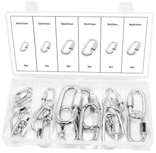 20 PC Quick Link Assortment Set, 32201, Chain Repair, Carabiner, Case ...