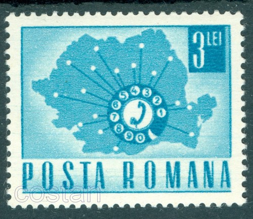 1967 Telephone network map,Phone,Telecommunications,Definitives,Romania ...