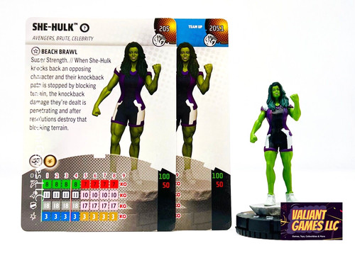 Marvel Heroclix She-Hulk #205 w/ Card & #205.1 Team Up Card Marvel Next ...
