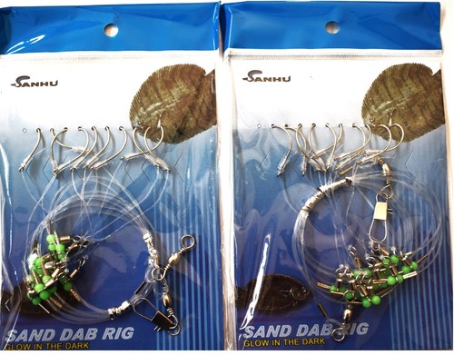 2 Packs Sand Dab Rigs 10 Hooks Dark Glow in the Dark beads | eBay