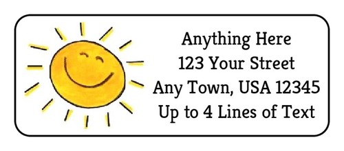 60 Smiley Sun #2 Happy Face GLOSSY White Photo Quality Return Address ...