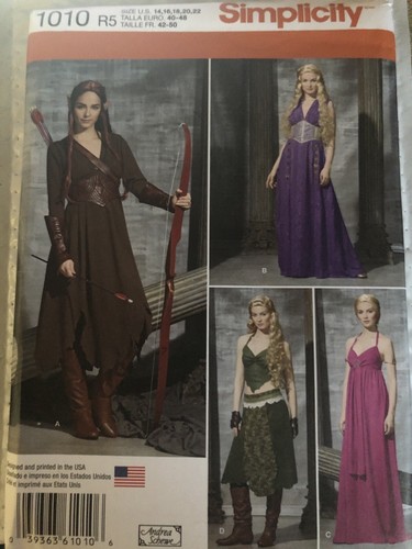 Simplicity 1010 Medieval Game of Thrones Cosplay Dress Tops Skirt 14-22 ...