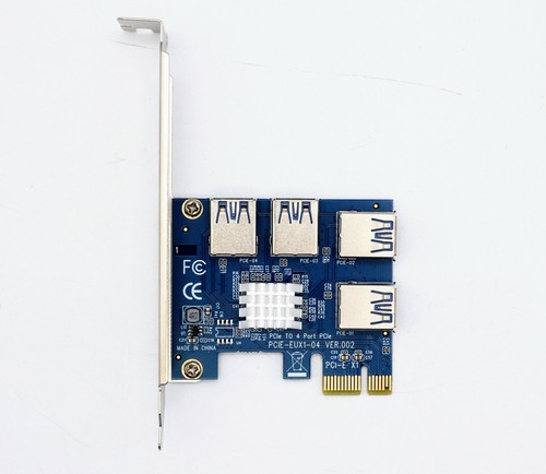 LOT OF 4 PCIe 1X 1 to 4 Expansion Card USB 3.0 Riser Card Extender ...