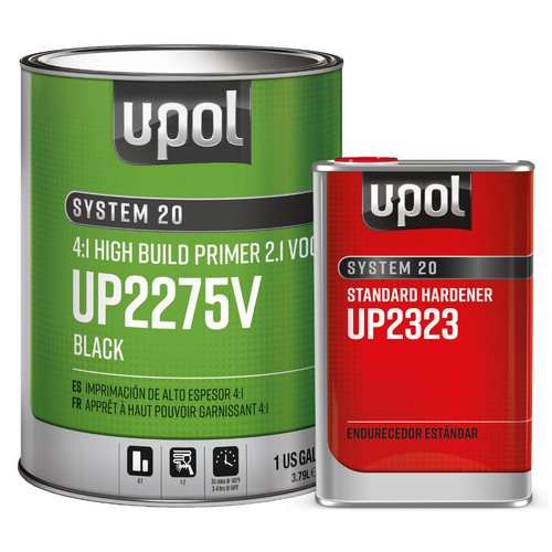 U-POL 2275V 2.1 VOC Black High Build Primer Kit Standard Hardener ...