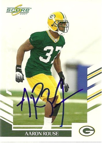 2007 Score AARON ROUSE Signed Card PACKERS autograph VIRGINIA TECH RC ...