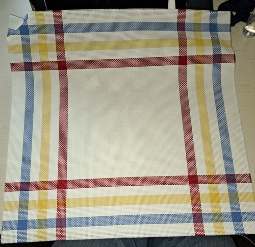 Hopscotch Plaid Aida Cloth Red Yellow Blue Stripe, Cross Stitch | eBay