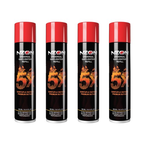 Neon Butane Fuel 5X Butane Refill 300ml Butane Gas for Lighters Torch 4 ...