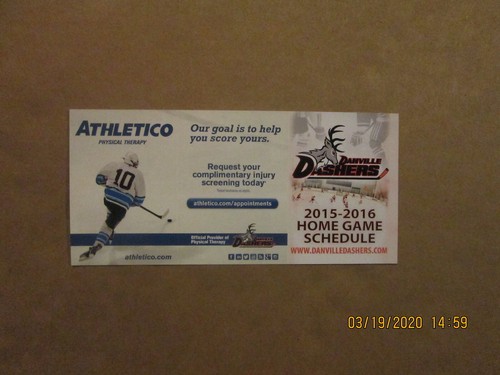 FHL Danville Dashers Vintage Circa 2015-2016 Team Logo Hockey Pocket ...