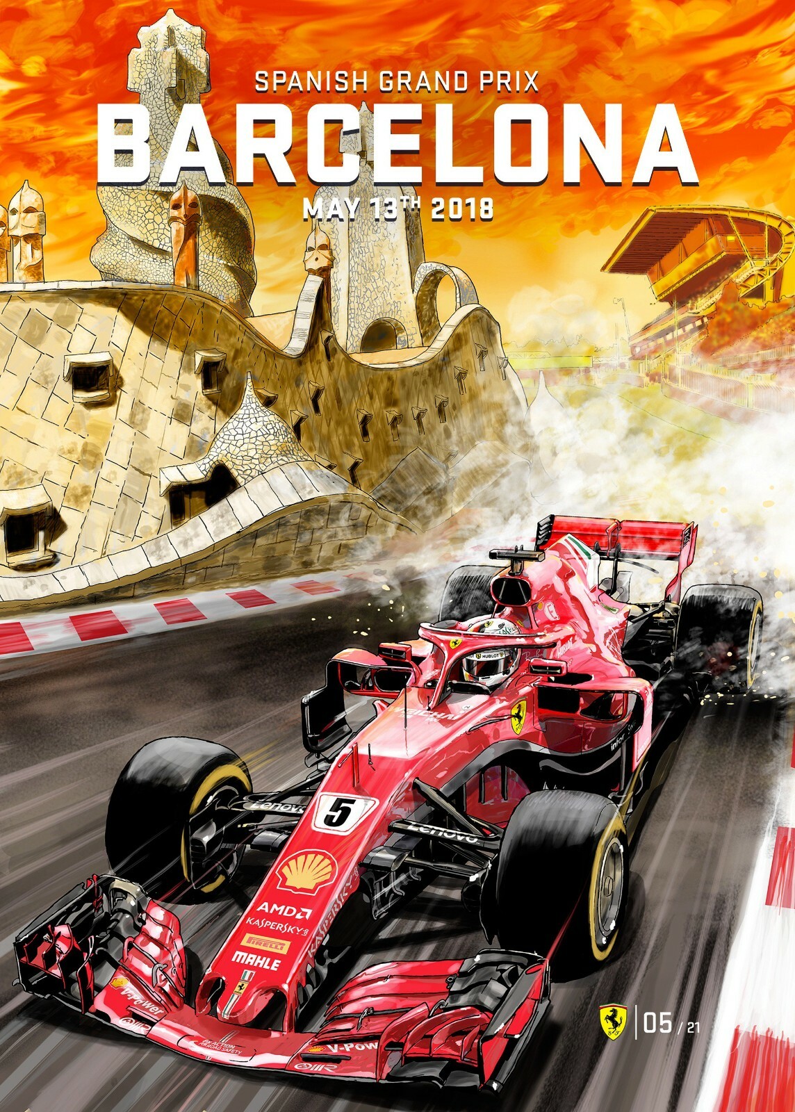 Ferrari F1 Barcelona Spanish Grand Prix 2017 Vintage Racing 22inx17in ...