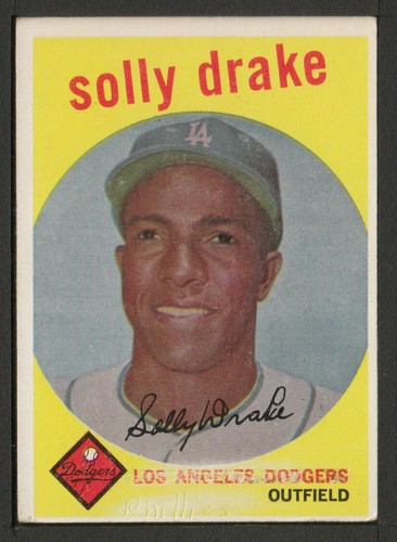 1959 Topps #406 Solly Drake Los Angeles Dodgers poor, writing, erasure ...
