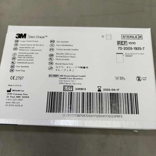 3M Steri-Drape Surgical Towel Drape 1010 17"x23" box of 10 | eBay