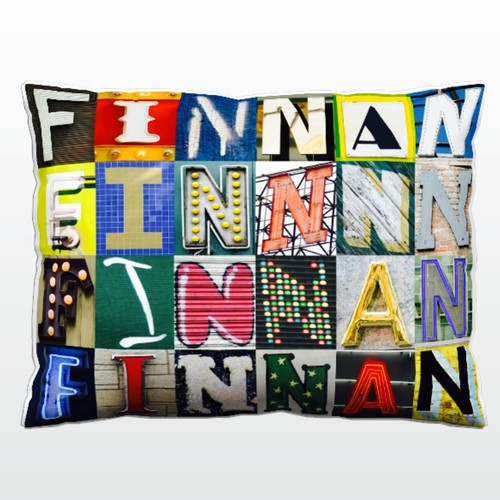 Personalized Pillow featuring the name FINNAN in photos of actual sign ...