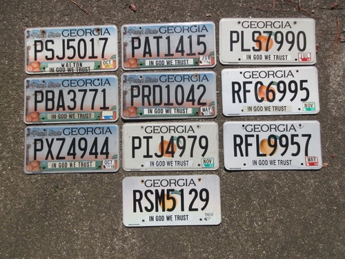 Bulk Lot of 10 Georgia License Plate Plates Peach State GA - Lot RFL ...