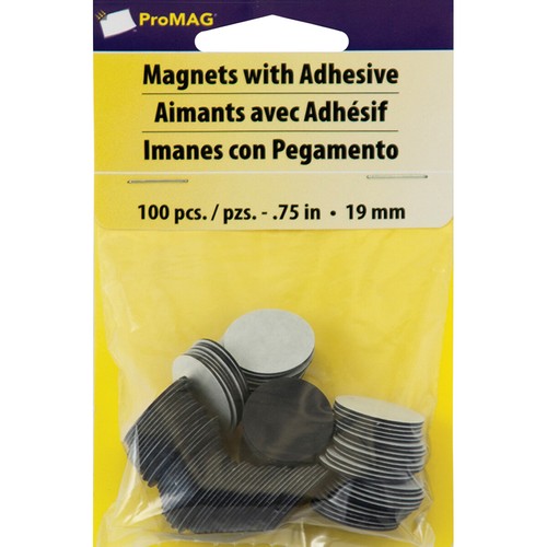 ProMag Round Magnets W/Adhesive-.75" 100/Pkg, Set Of 3 | eBay