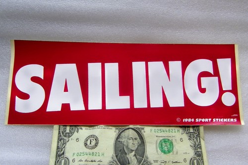 Vintage 1984 Bumper Sticker SAILING !! White and Red 3" x 9" FREE ...